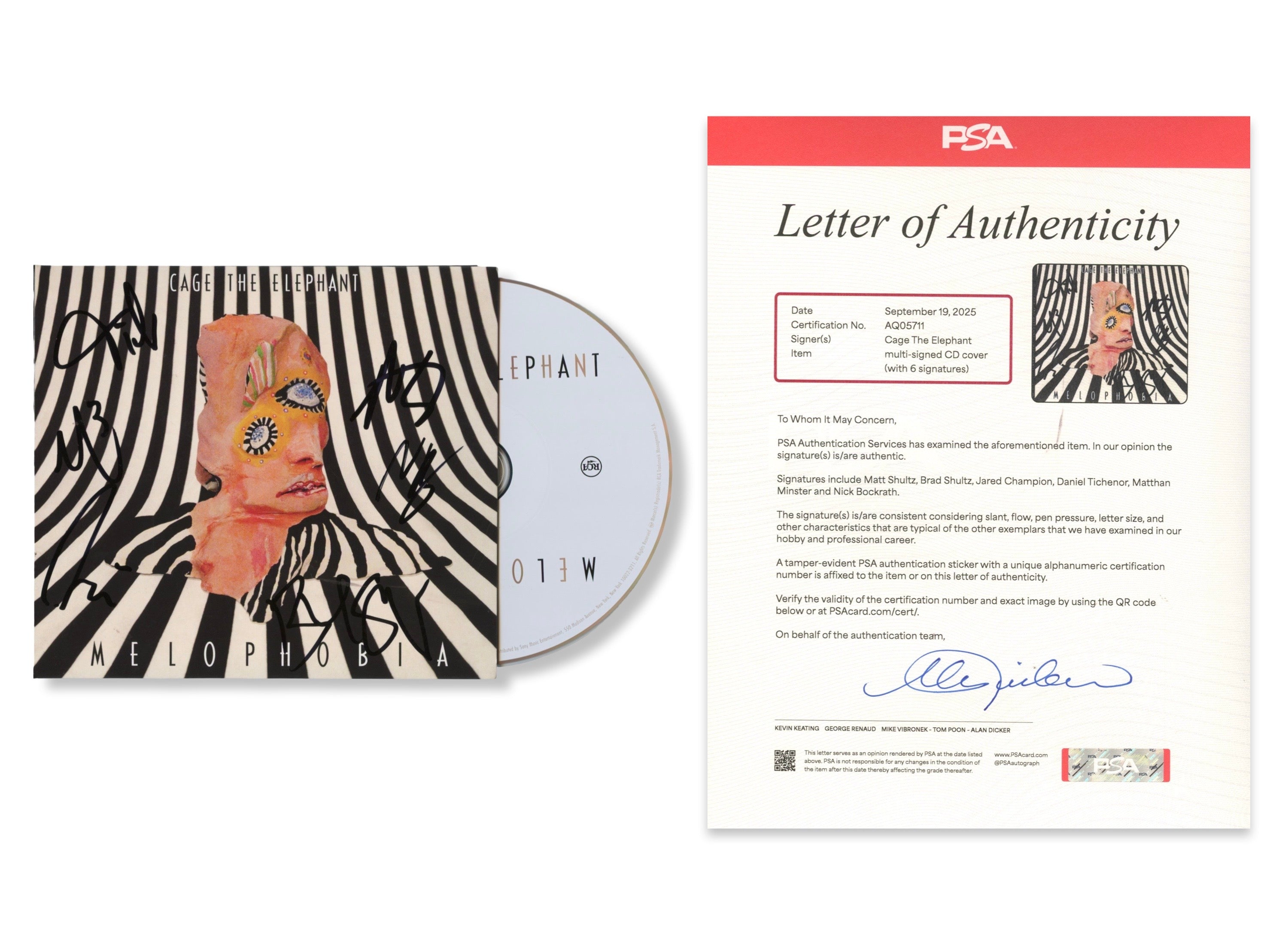Cage The Elephant Signed Autographed CD "Melophobia" PSA/DNA Authentic