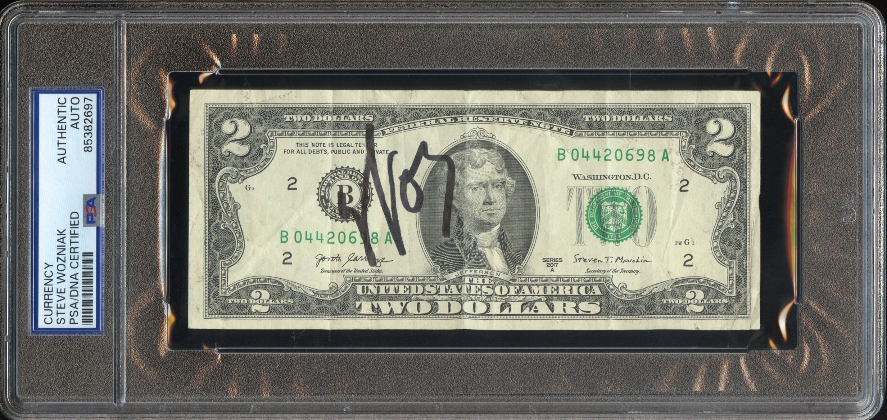 Steve Wozniak Signed Autographed Two Dollar Bill PSA/DNA Authenticated